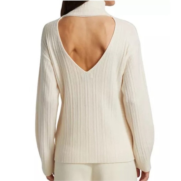 NAADAM | Sweaters | Naadam Cream Ribbed Open Back Turtleneck Sweater Sz ...